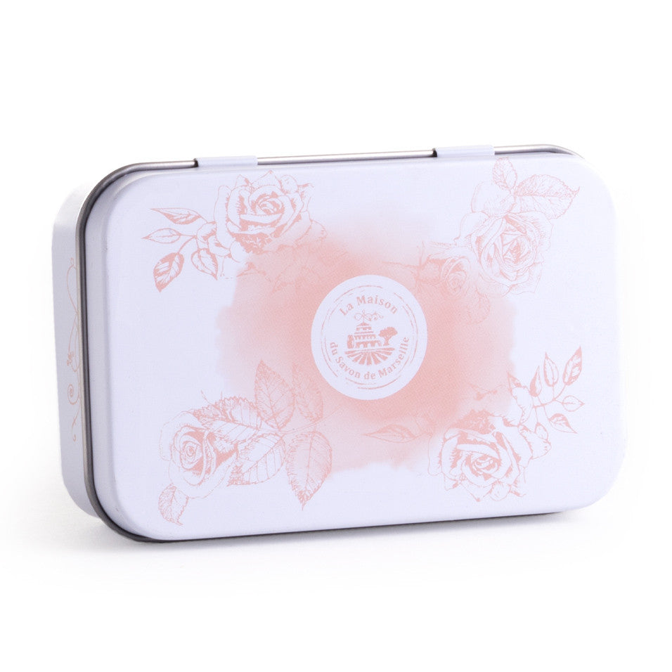 Metal soap box - Rose design 100x70x30 mm - La Maison du Savon de Marseille